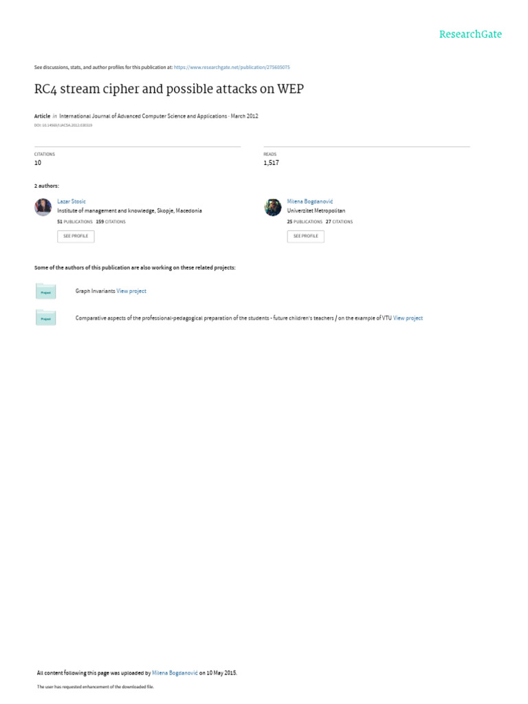 Attack RC4 Stream Cipher | PDF | Key (Cryptography) | Applied Mathematics