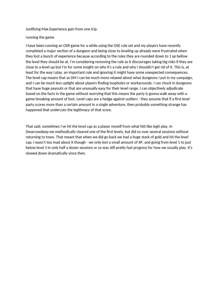 Justifying Max Experience Gain From One Trip | PDF