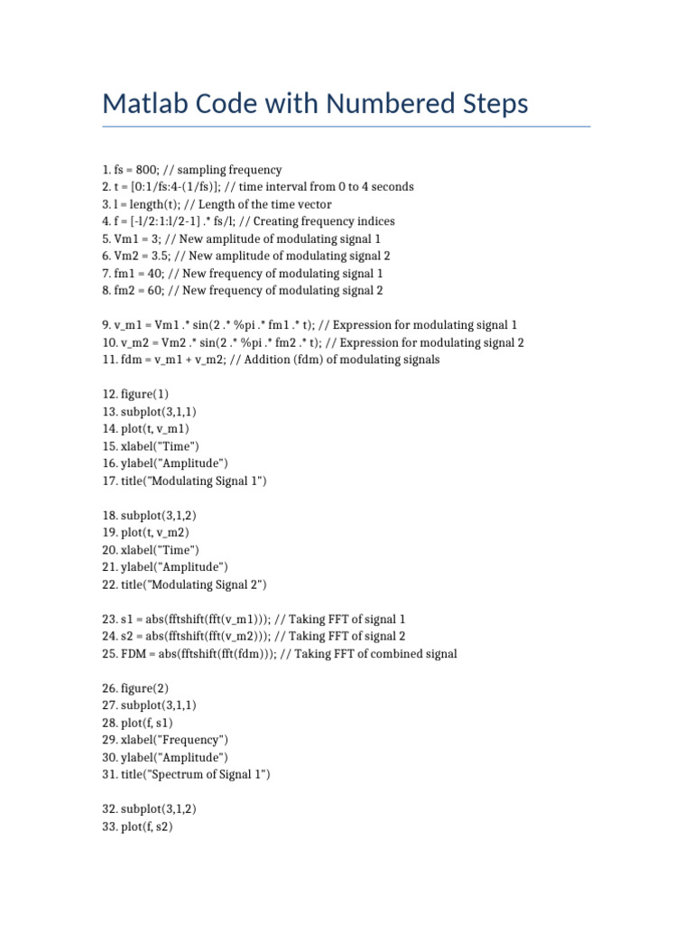 Signal Processing Code With Steps | PDF