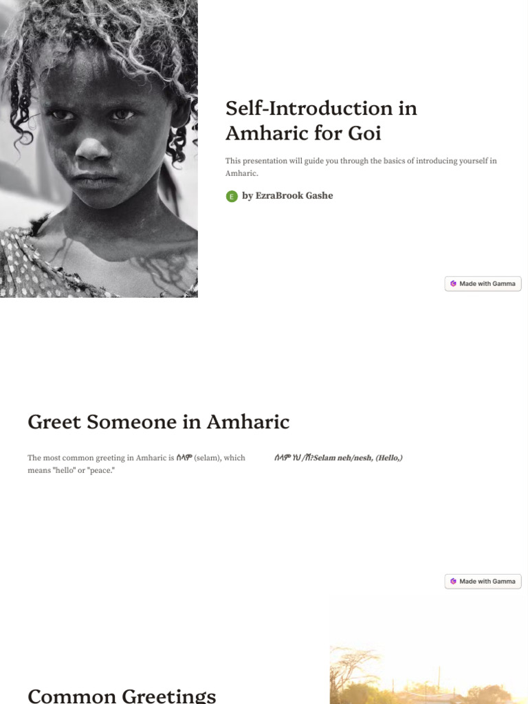 Self Introduction in Amharic For Goiye | PDF