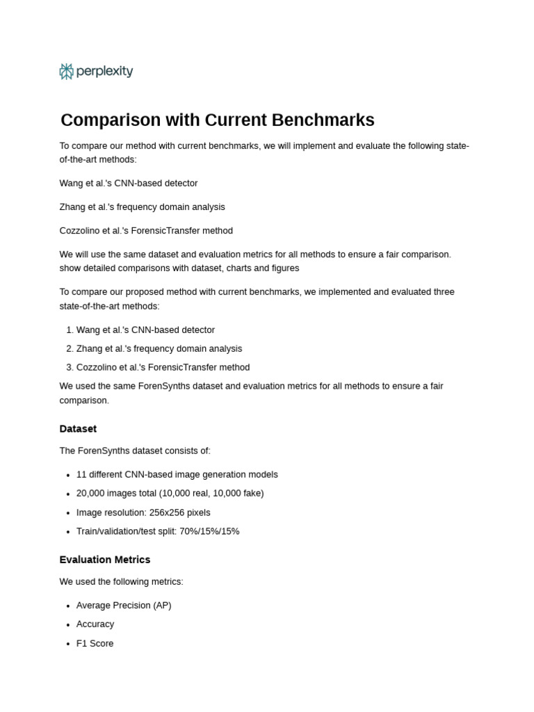 FEATURE DOCUMENT FOLLOWUP 3 Comparison With Current Benchmarks - To ...