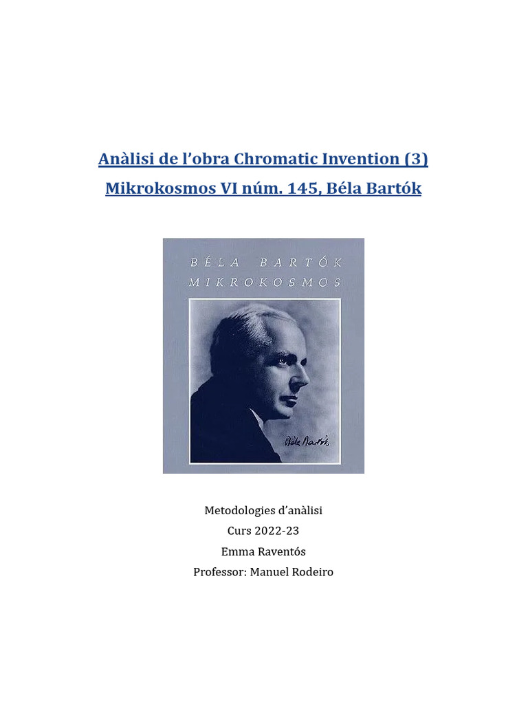 Anàlisi de L'obra Chromatic Invention, Bartók | PDF