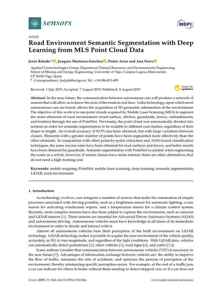 Road Environment Semantic Segmentation With Deep | PDF | Lidar | Image Segmentation