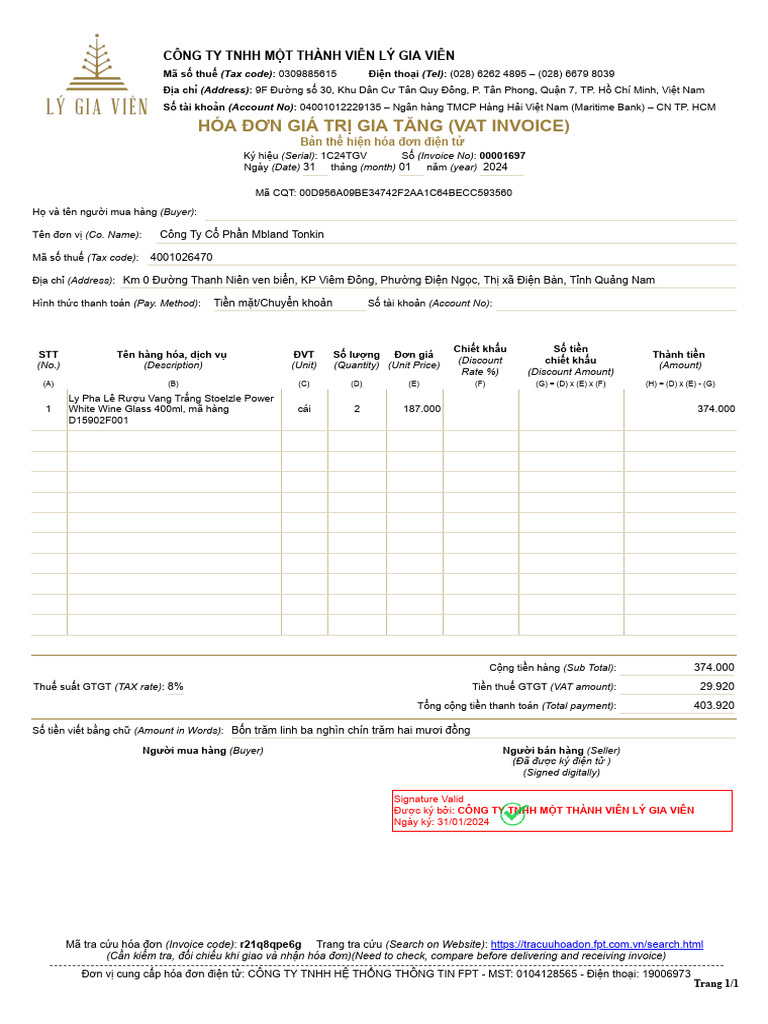 Hoa Don Mua Ly Ruou Vang Cho Su Kien | PDF