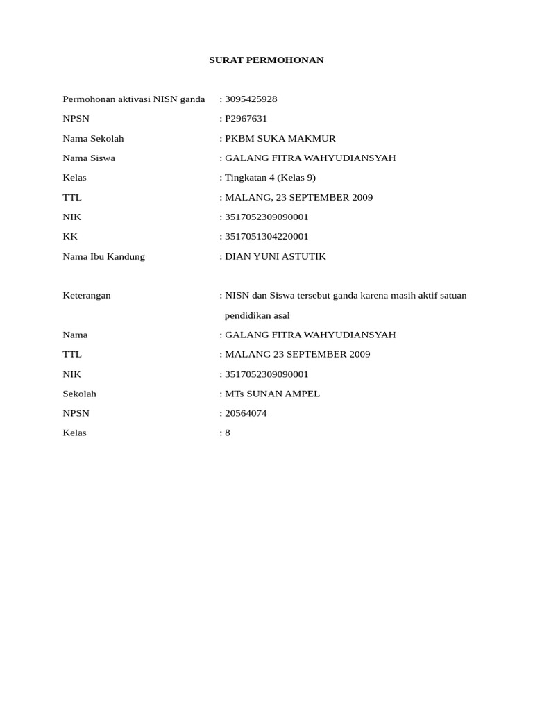 Surat Permohonan | PDF