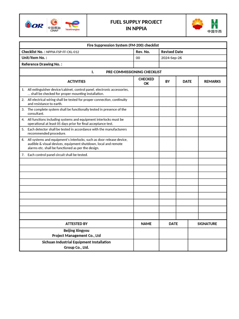 FM-200 Fire Suppression Checklist | PDF | Light Emitting Diode ...