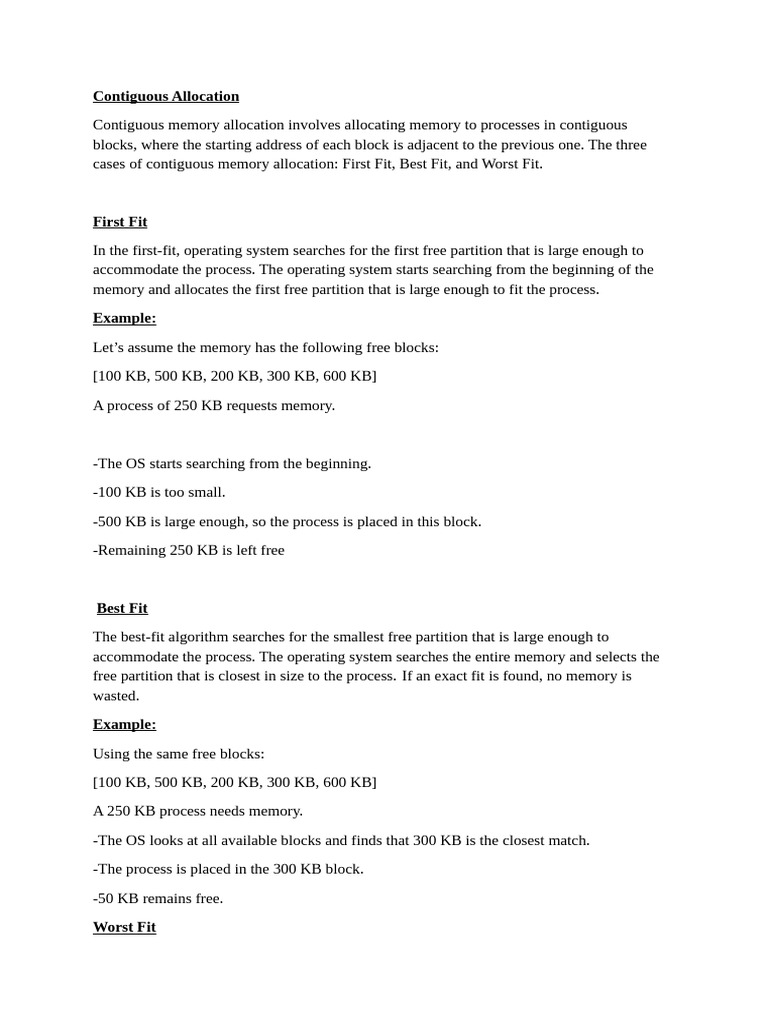 CONTIGUOUS MEMORY ALLOCATION | PDF