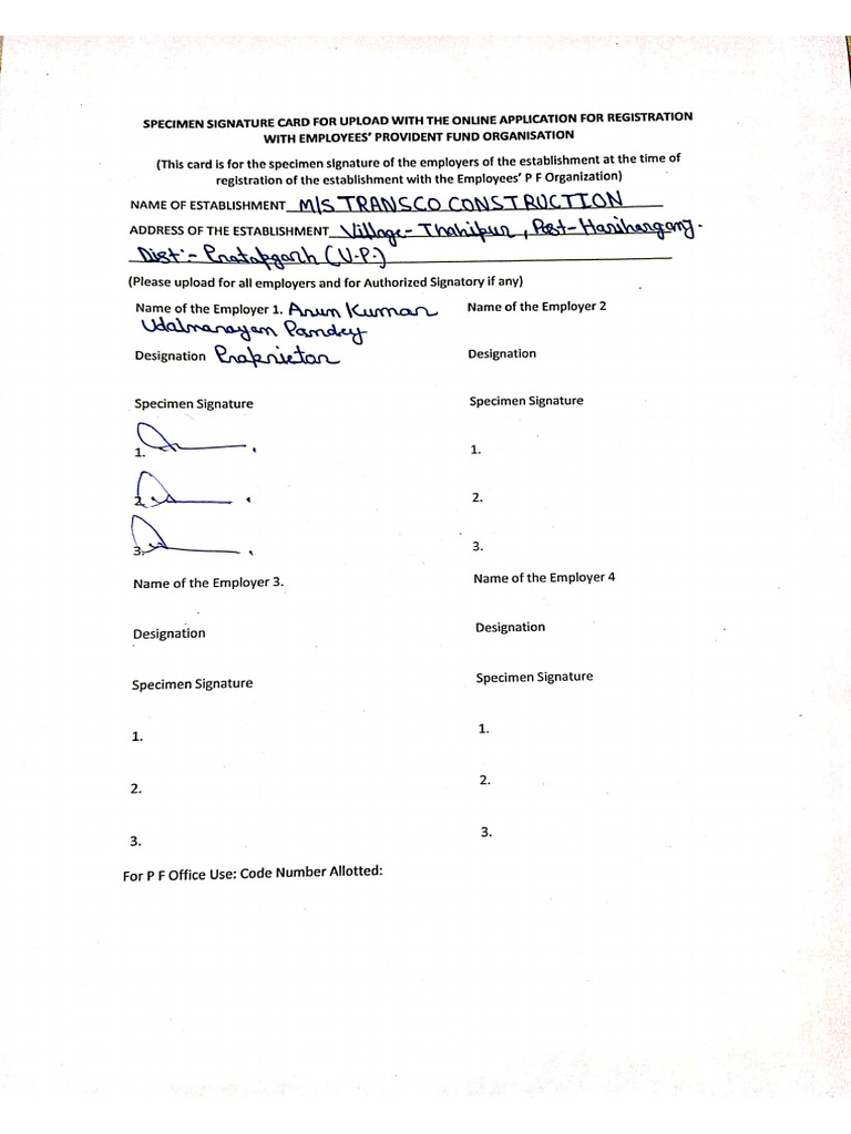 Specimen Signature | PDF