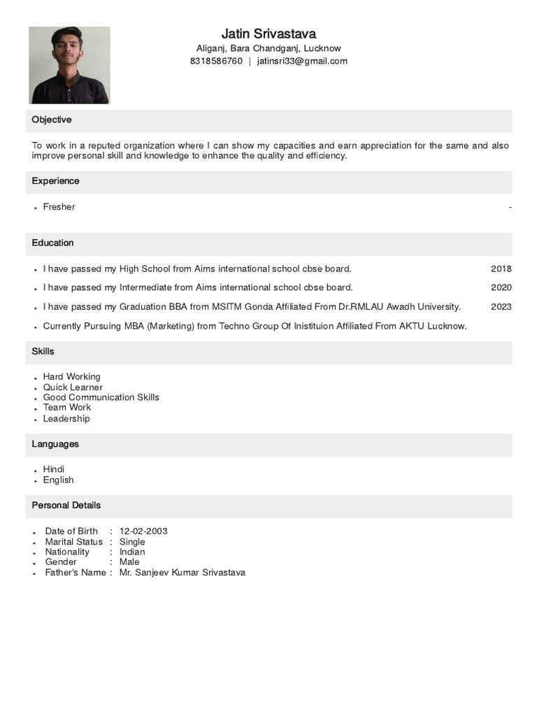 CV - Jatin Srivastava | PDF