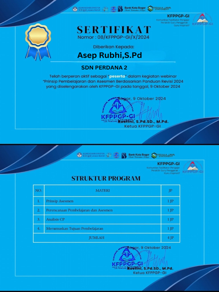 Sertifikat PAK Asep, S.pd. | PDF