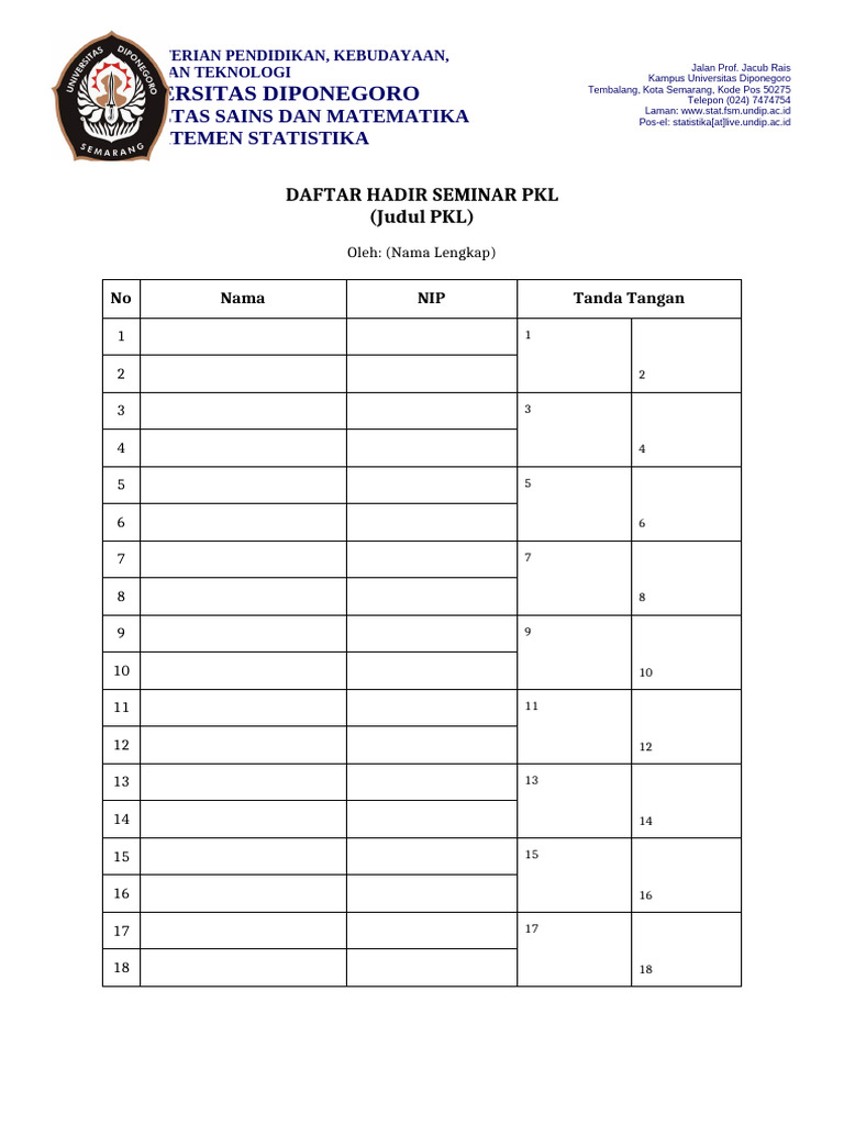 Daftar Hadir PKL | PDF
