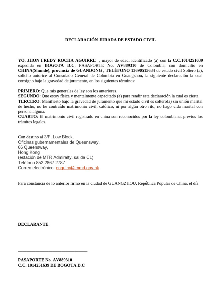 Declaración Jhon | PDF