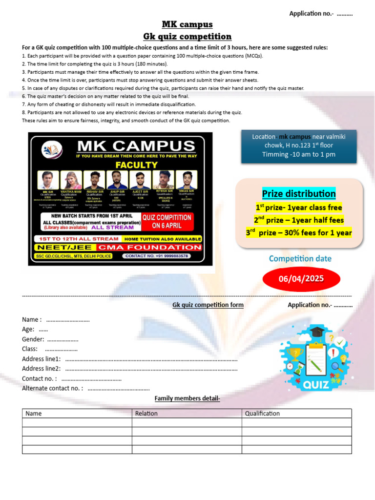GK Quiz Competition Rules and Details | PDF