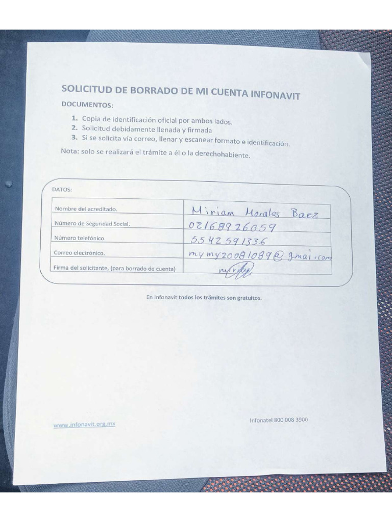 Solicitud Borrado de Cuenta Inf | PDF