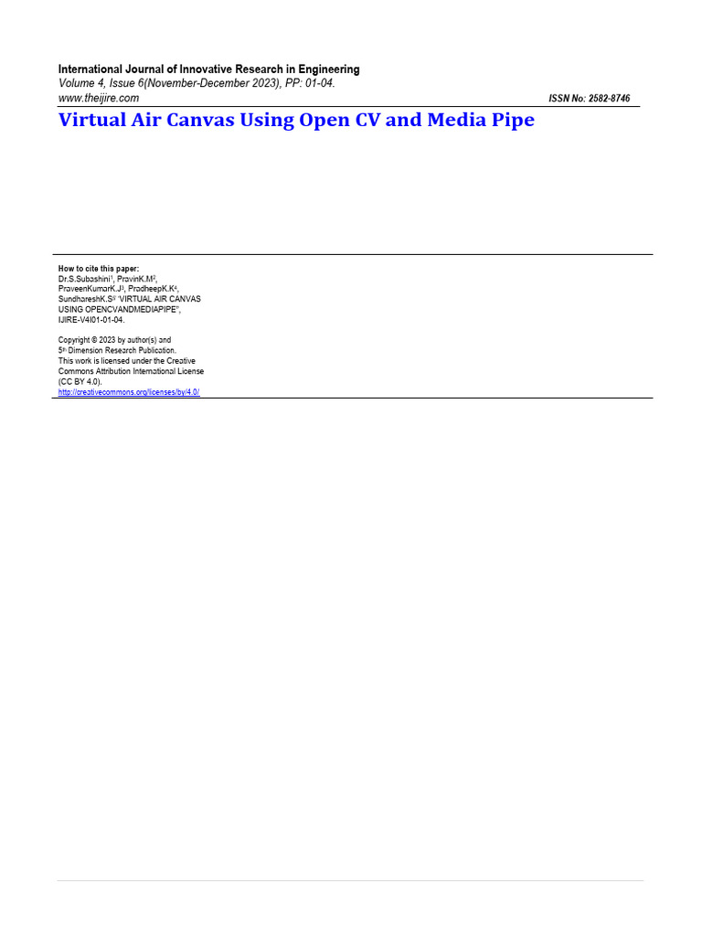 Virtual Air Canvas Using Open CV and Media Pipe | PDF | Computer Vision ...