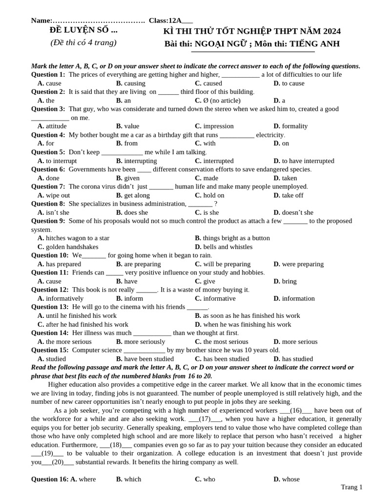 Đề 46, 47, 48 - A1,7 | PDF | Optimism | Climate Change