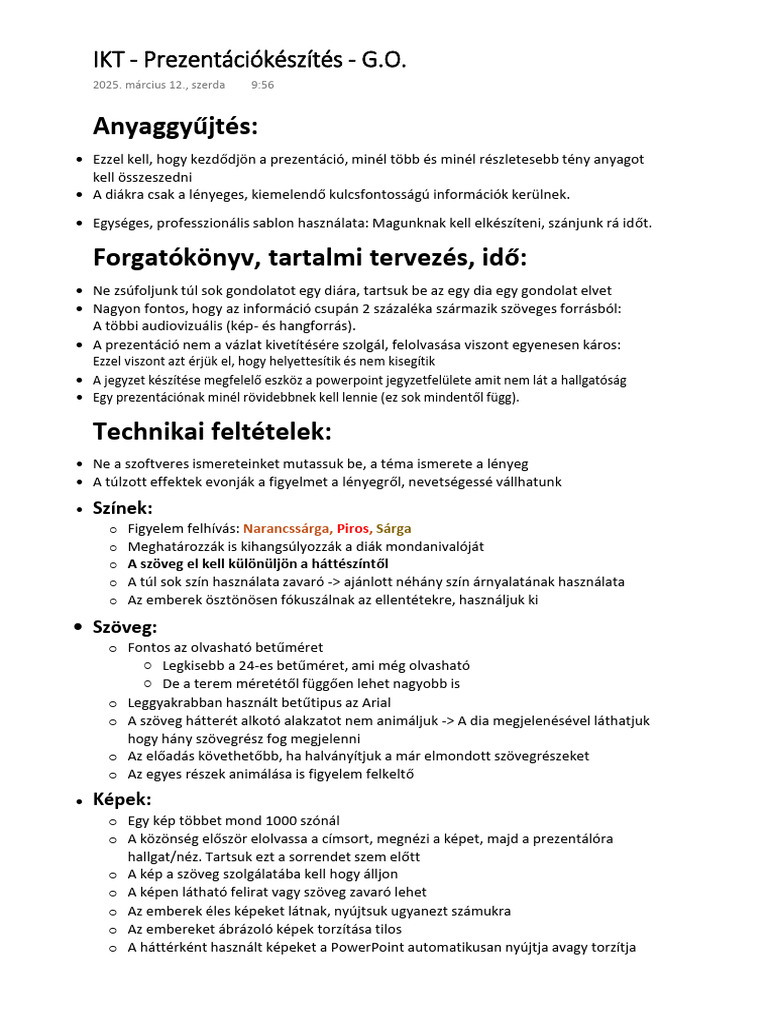 IKT - Prezentációkészítés | PDF