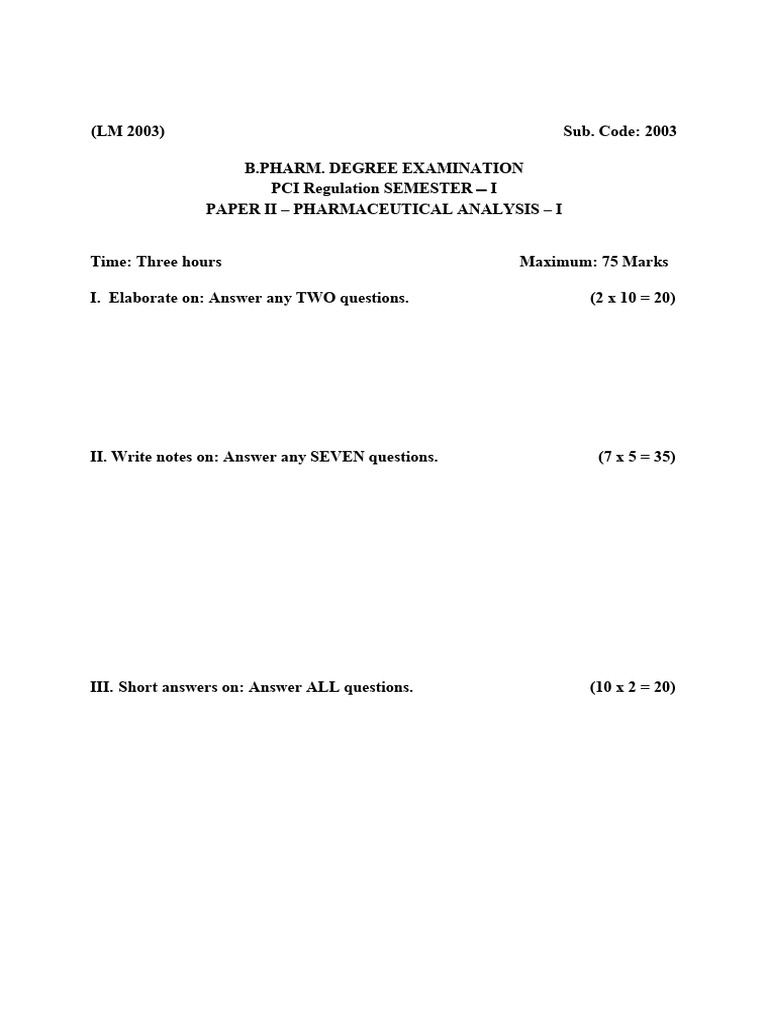 Pharma Analysis I 1st Sem | PDF | Titration | Chemistry