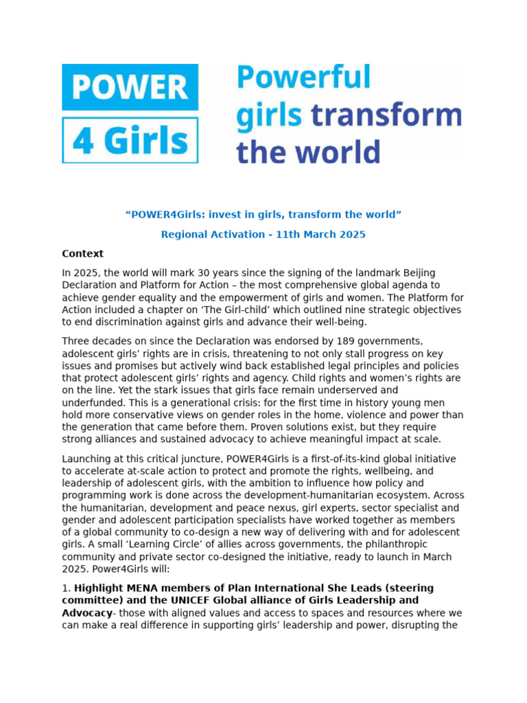POWER4Girls Initiative Launch 2025 | PDF | Gender Equality | Gender Studies