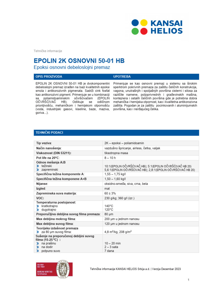 Epolin 2k Osnovni 50-01 HB | PDF