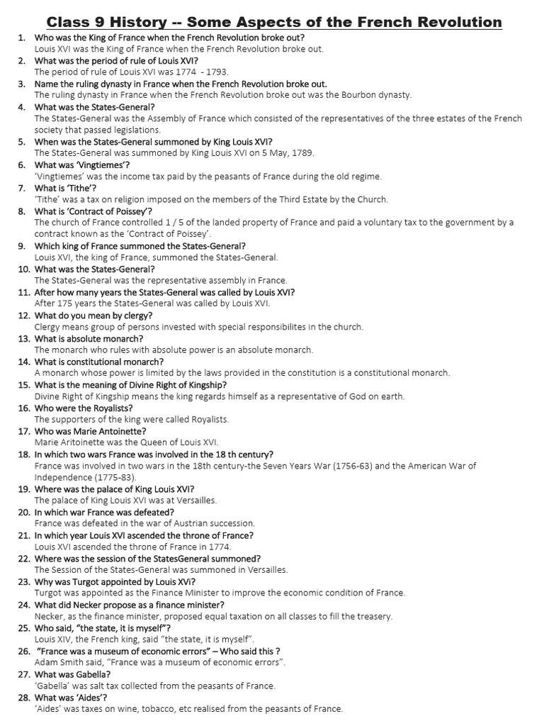 Class 9 History | PDF | Kingdom Of France | French Revolution