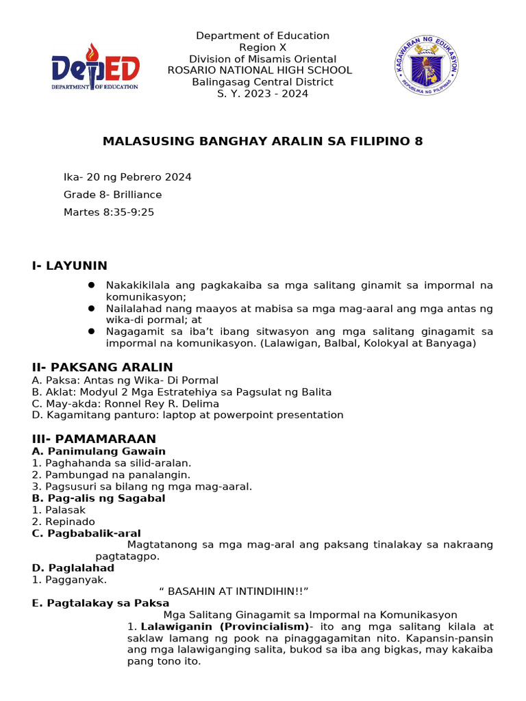 G8-Brilliance Lesson Plan | PDF