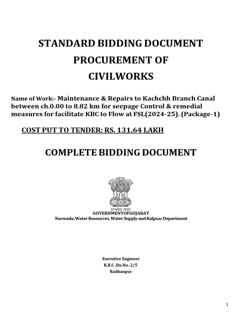 Kachchh Canal Maintenance Bid Document | PDF | Specification (Technical ...