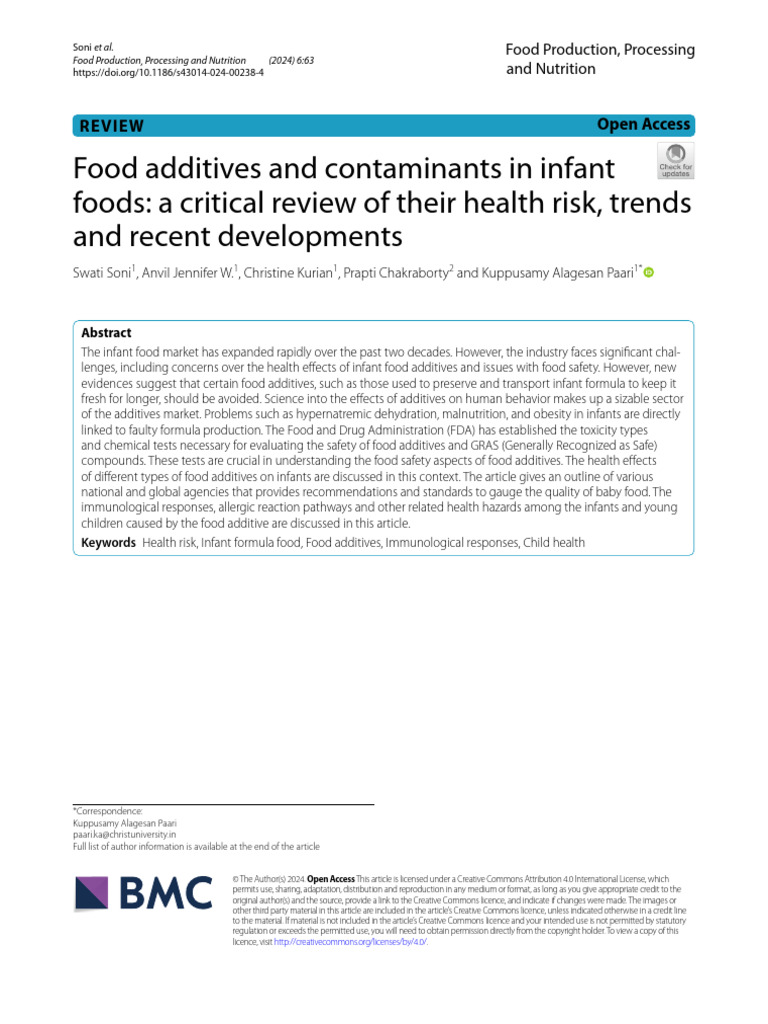 Food Additives and Contaminants in Infant Foods | PDF | Sugar ...