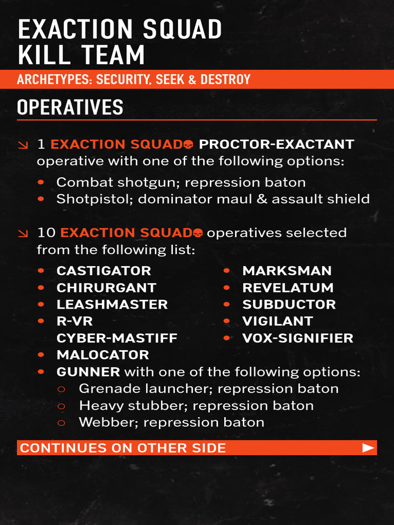 Exaction Squad - Operative - Selection - Category | PDF