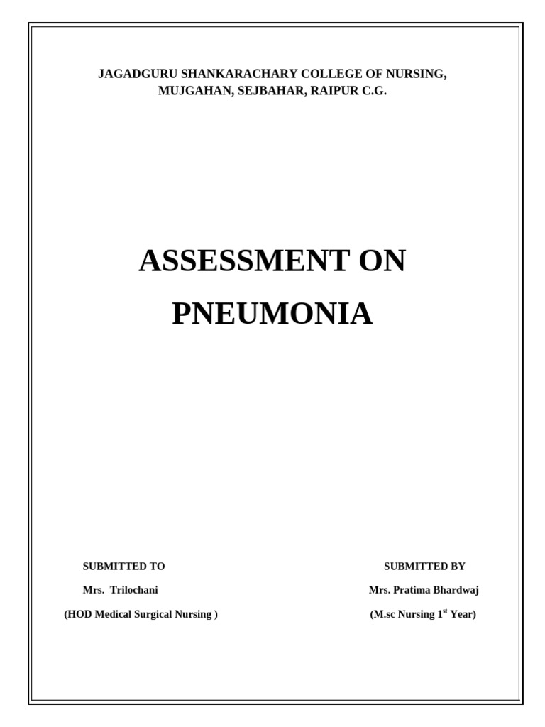 Pneumonia Assessment Report for Patient | PDF | Human Nose | Medical ...
