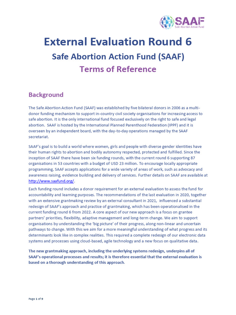 SAAF External Evaluation Round 6 - Terms of Reference | PDF ...