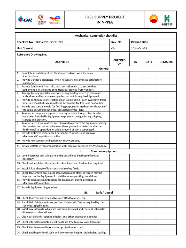M102A Oil Filter Installation Checklist | PDF | Valve | Lubricant
