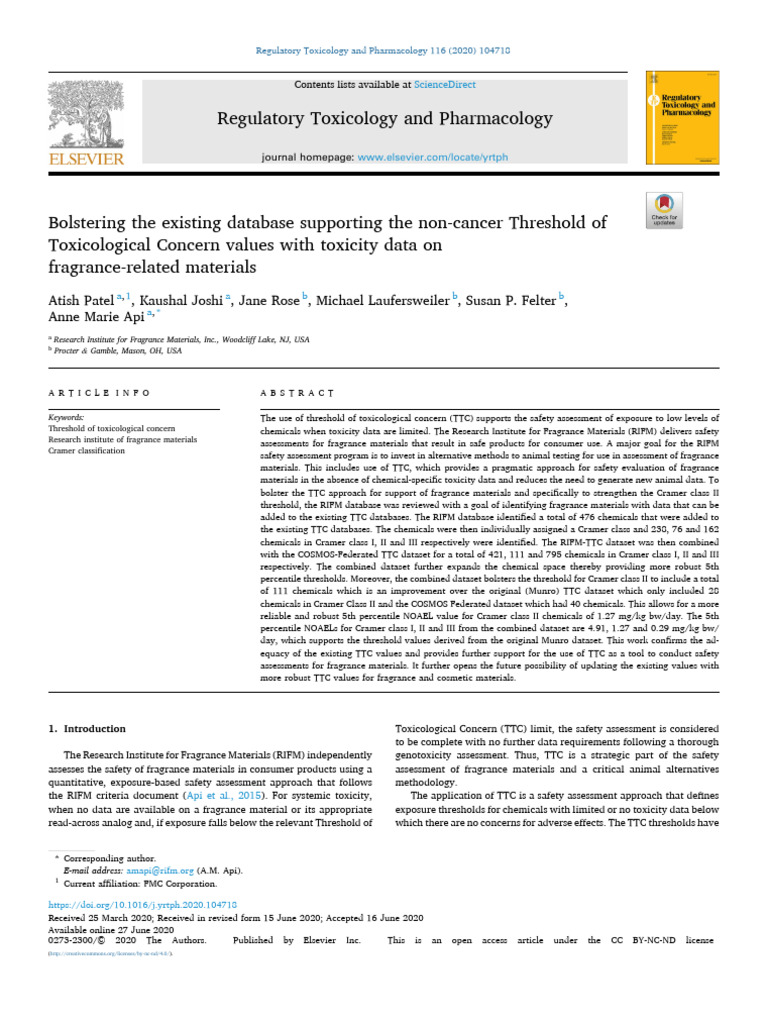Regulatory Toxicology and Pharmacology | PDF | Toxicology | Toxicity