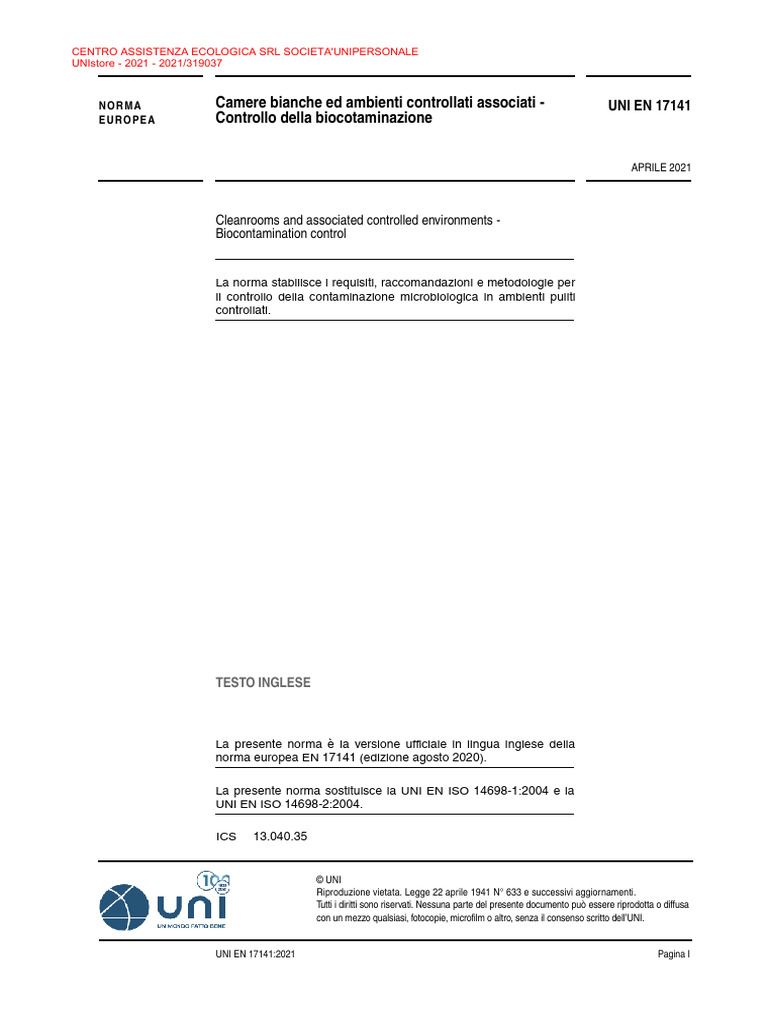UNI EN 17141 | PDF