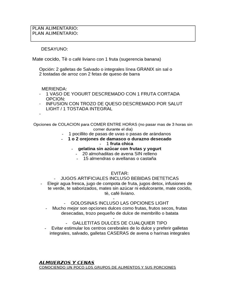 Plan Alimentario | PDF