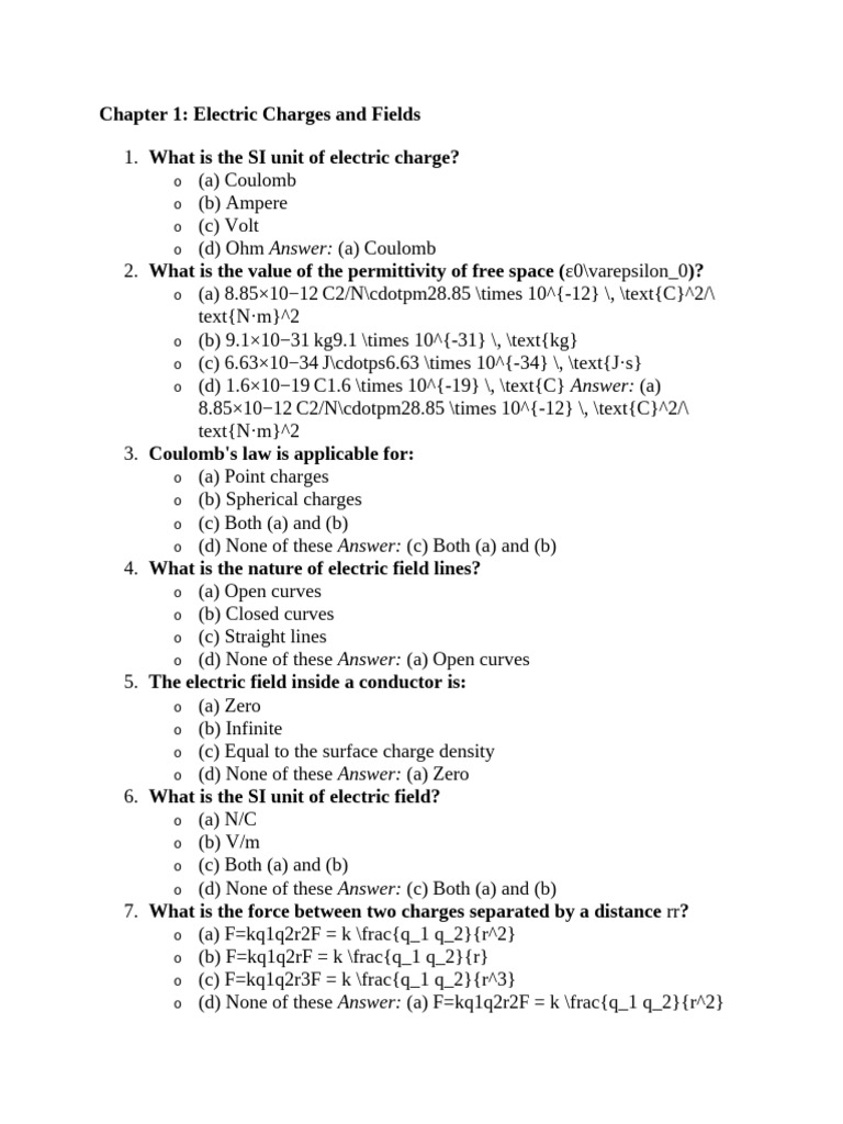 Electric Charges and Fields Guide | PDF | Capacitance | Capacitor