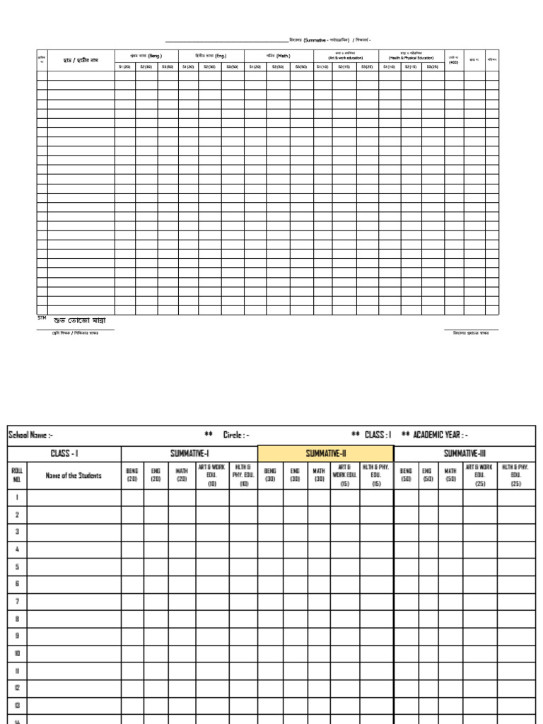 Latest Tabulation Sheet Blank All Summative Marks - 250403 - 133653 | PDF