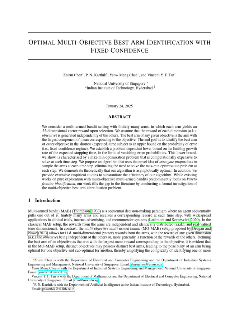 Vincent NCC paper on Multi objective BAI | PDF | Mathematical Optimization | Linear Programming