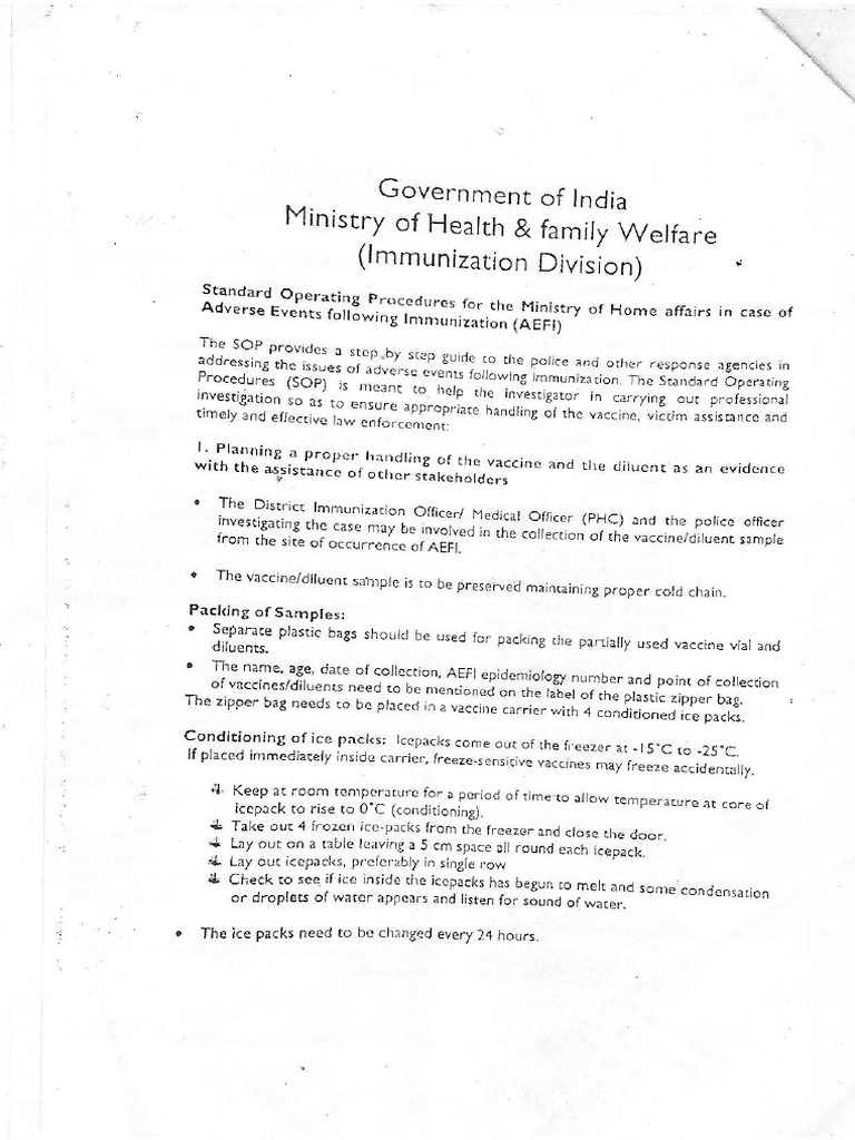 AEFI Management Kit Guidelines | PDF | Vaccination | Immunology