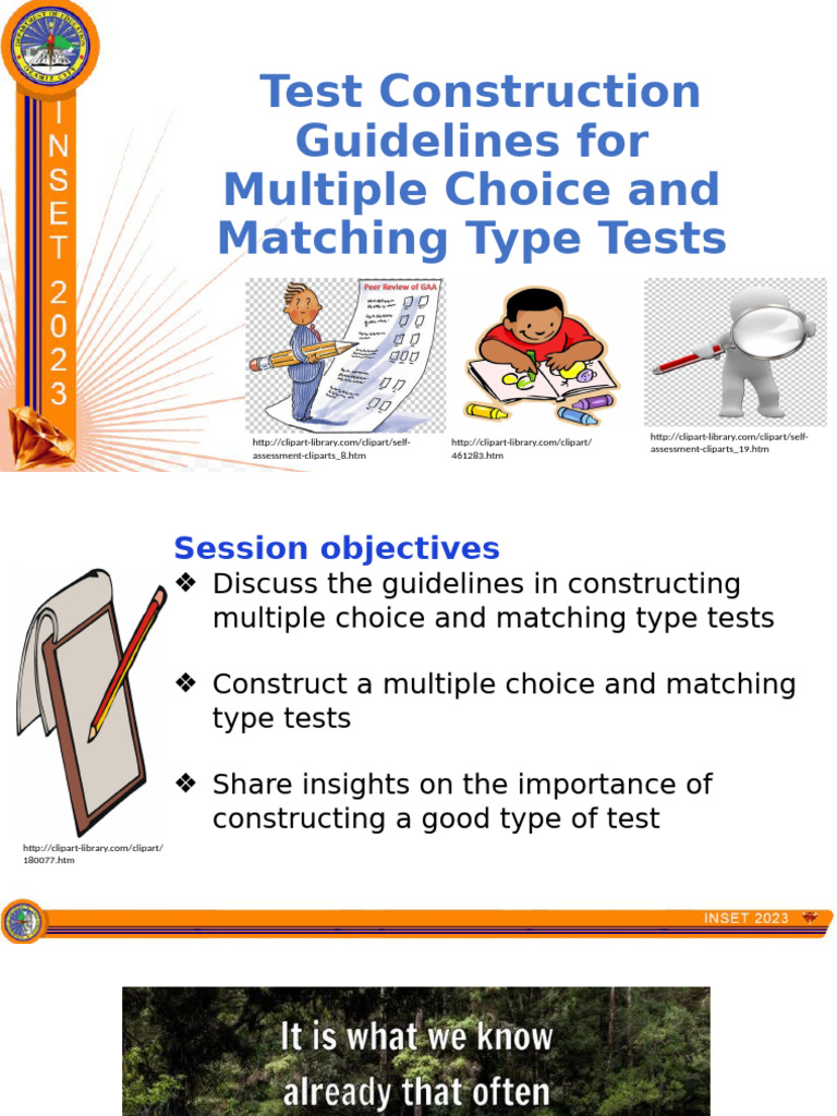 9-Guidelines Multiple Choice and Matching Type Tests | PDF | Multiple ...