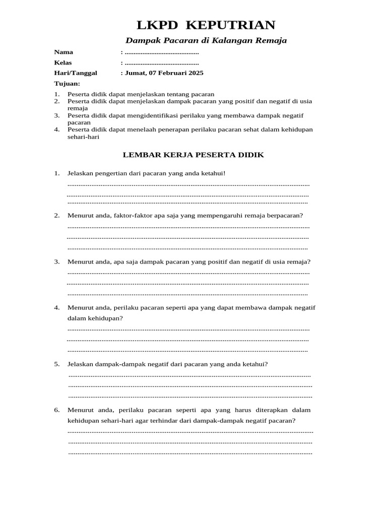 LKPD Keputrian | PDF