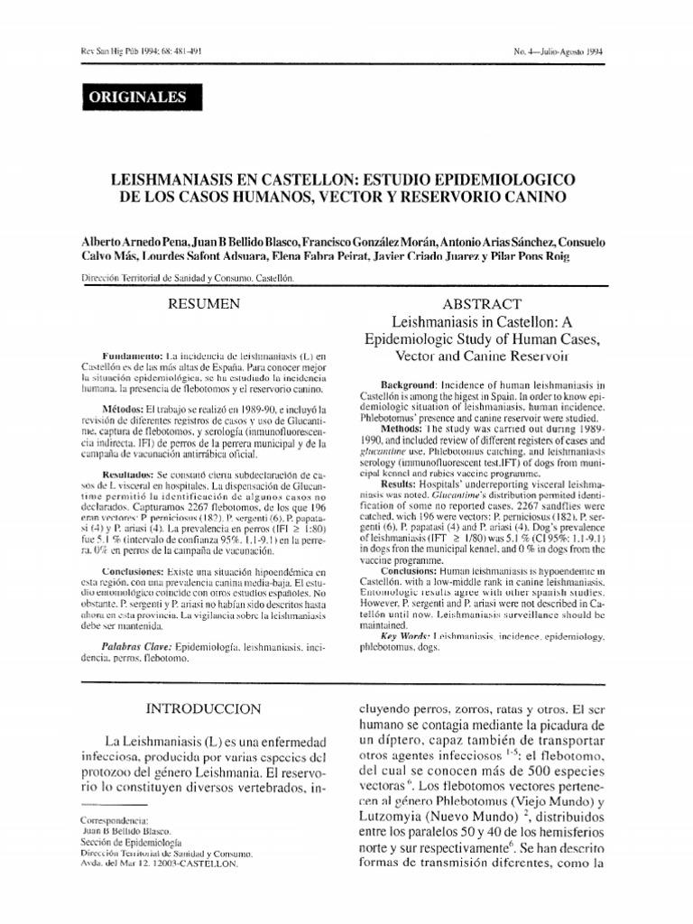 Leishmaniasis en Castellón: Estudio Epidemiológico | PDF | Inmunología ...
