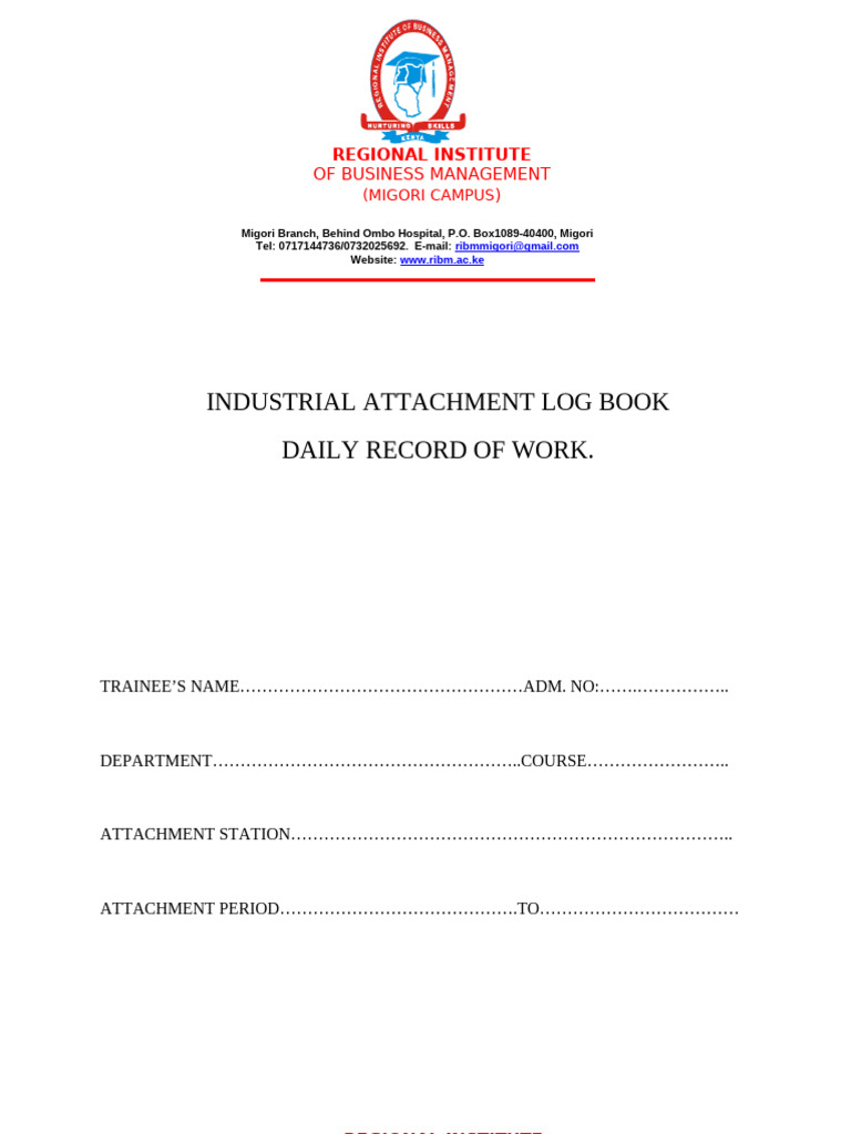 Industrial Attachment Log Book | PDF | Educational Stages