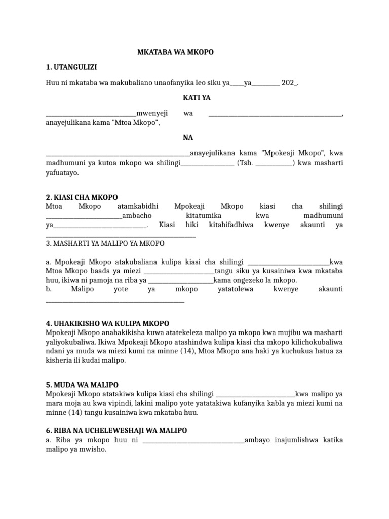 Mkataba Wa Mkopo | PDF