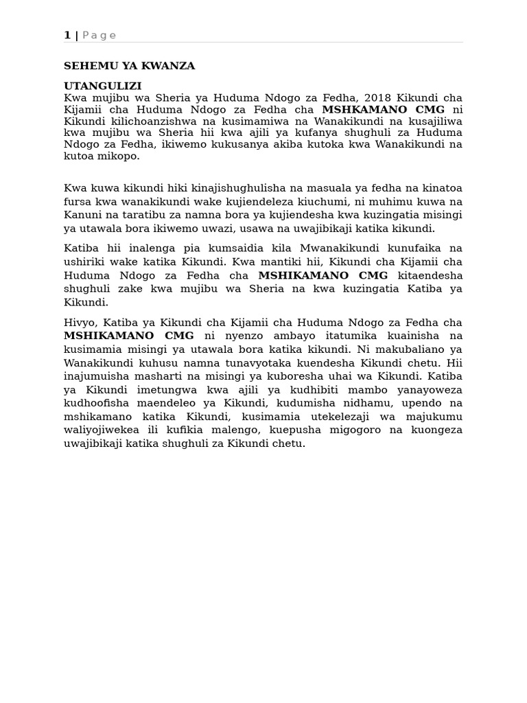 Katiba Ya Kikundi | PDF