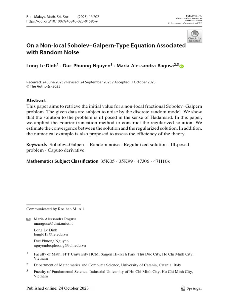 On A Non-Local Sobolev-Galpern-Type Equation Assoc | PDF | Mathematics | Hilbert Space