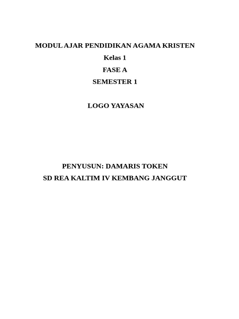 Format Modul Ajar Untuk Kelas 1, Sip Edit | PDF