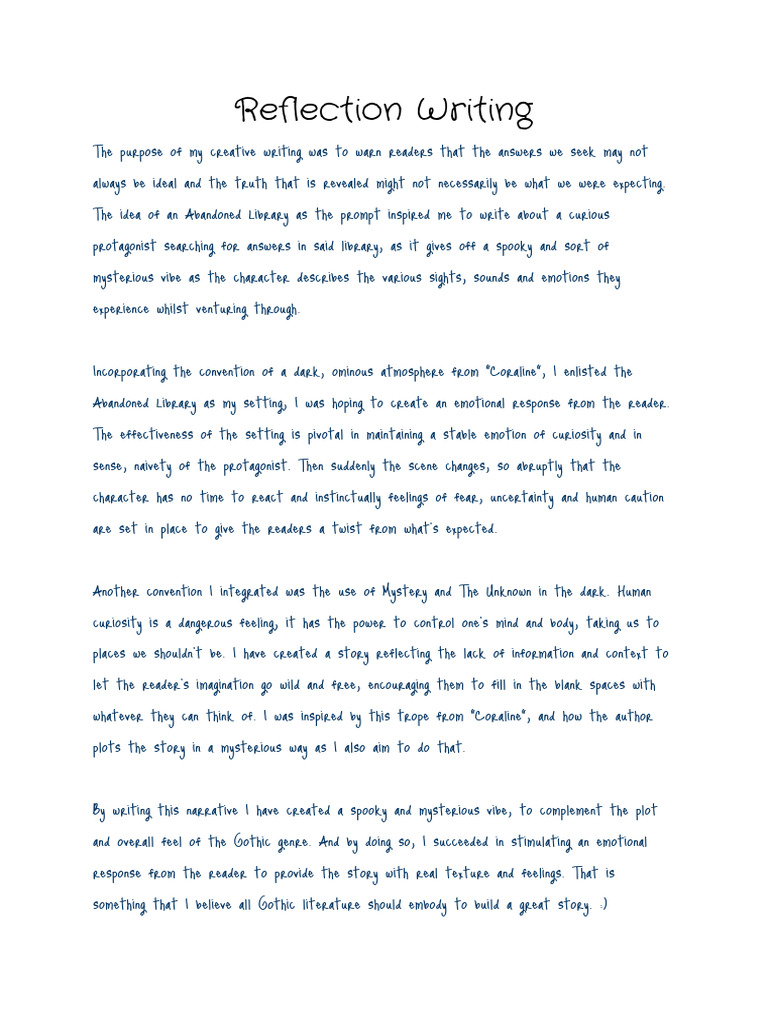 Gothic Fiction Reflection Practise | PDF