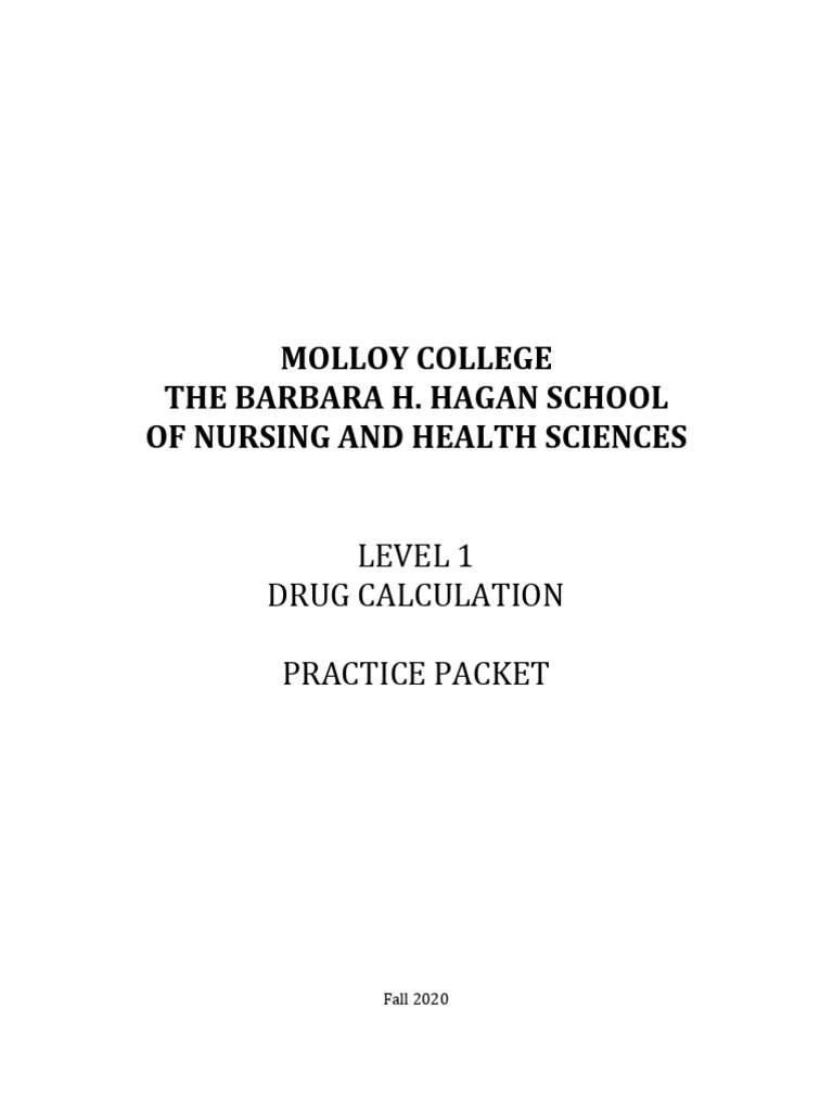 Level 1 Drug Calc Practice Packet Fa 2020 | PDF | Pound (Mass) | Grain ...