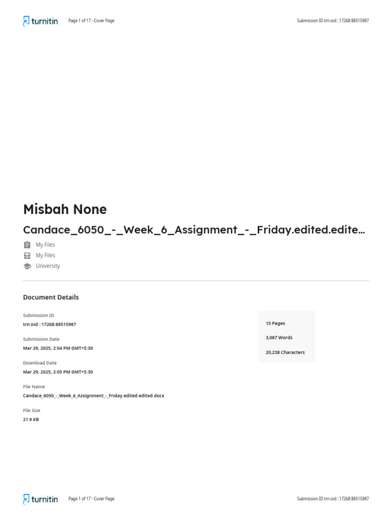 AI Candace 6050 - Week 6 Assignment - Friday - Edited.edited | PDF | Health Care | Nursing